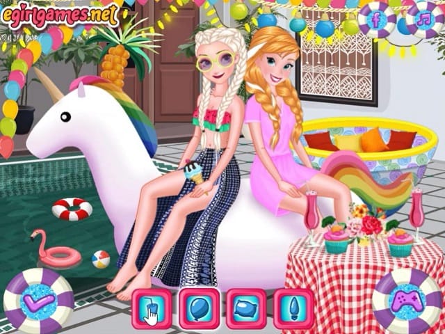 ELSA AND ANNA POOL PARTY online spiel | POMU Spiele